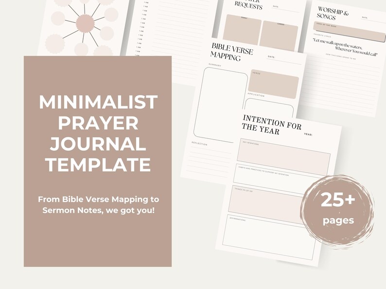 Faith Based Prayer Journal Printable: Bible Study Planner Canva ...