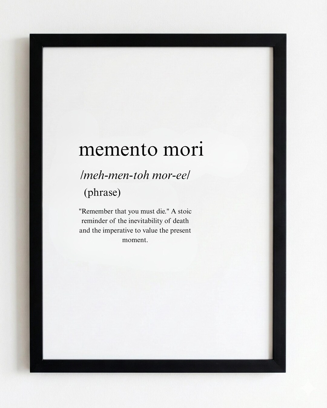 Momento Mori Definition Print | Stoic Philosophy Poster | Latin Quote ...