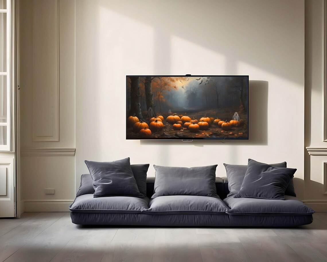 Romantic Gothic Victorian Pumpkin Forest Oil Painting for Home Decor ...