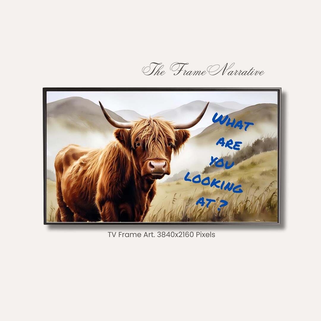 Whimsical Highland Cow Question Art Print: Instant Download for TV ...