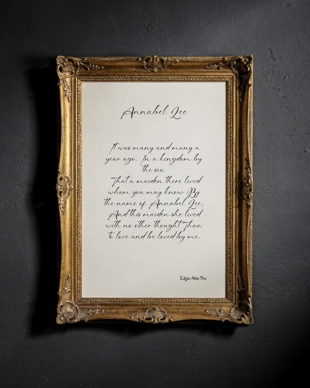 Annabel Lee Print by Edgar Allan Poe, Dark Academia Romantic Gothic Art ...
