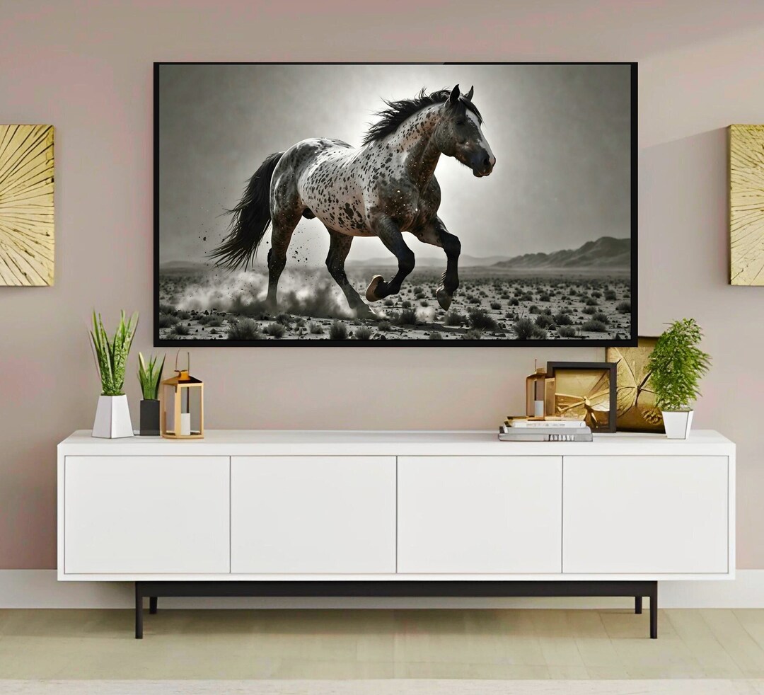 Powerful Black & White Stallion Digital Download in Standard Print ...