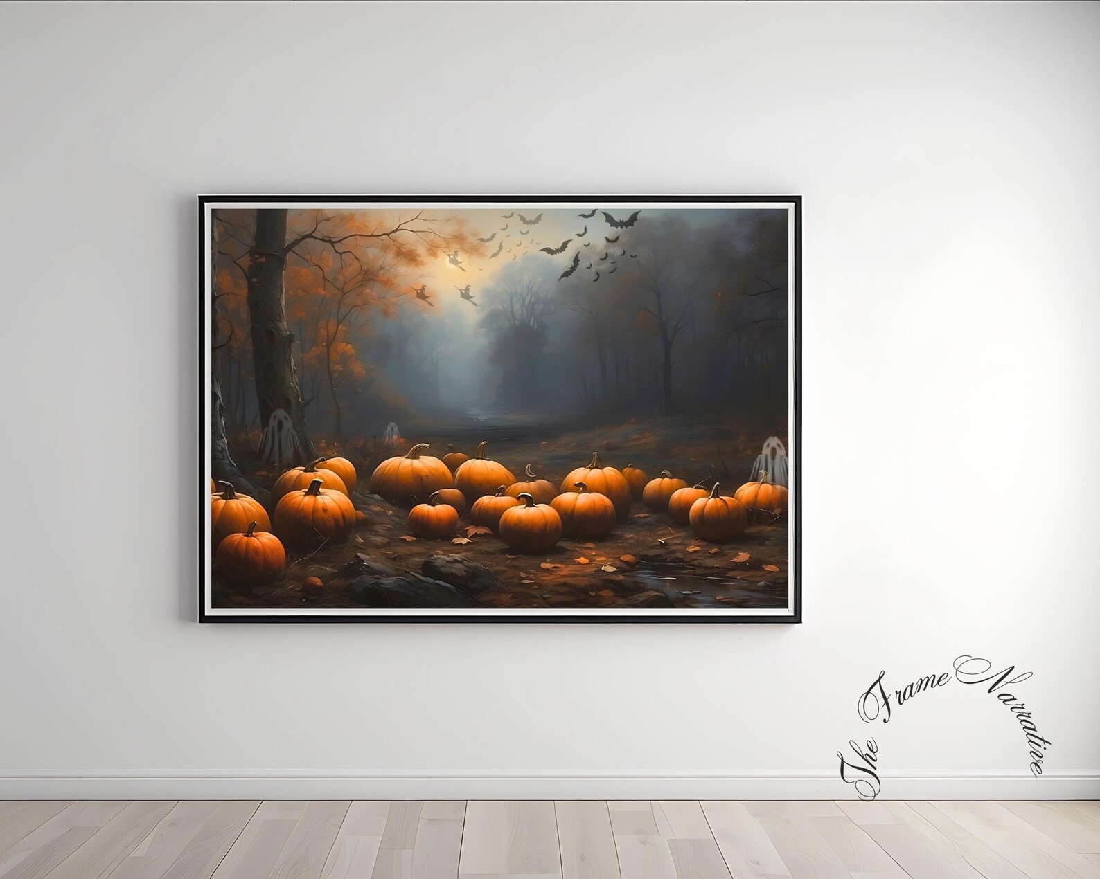 Romantic Gothic Victorian Pumpkin Forest Oil Painting for Home Decor ...