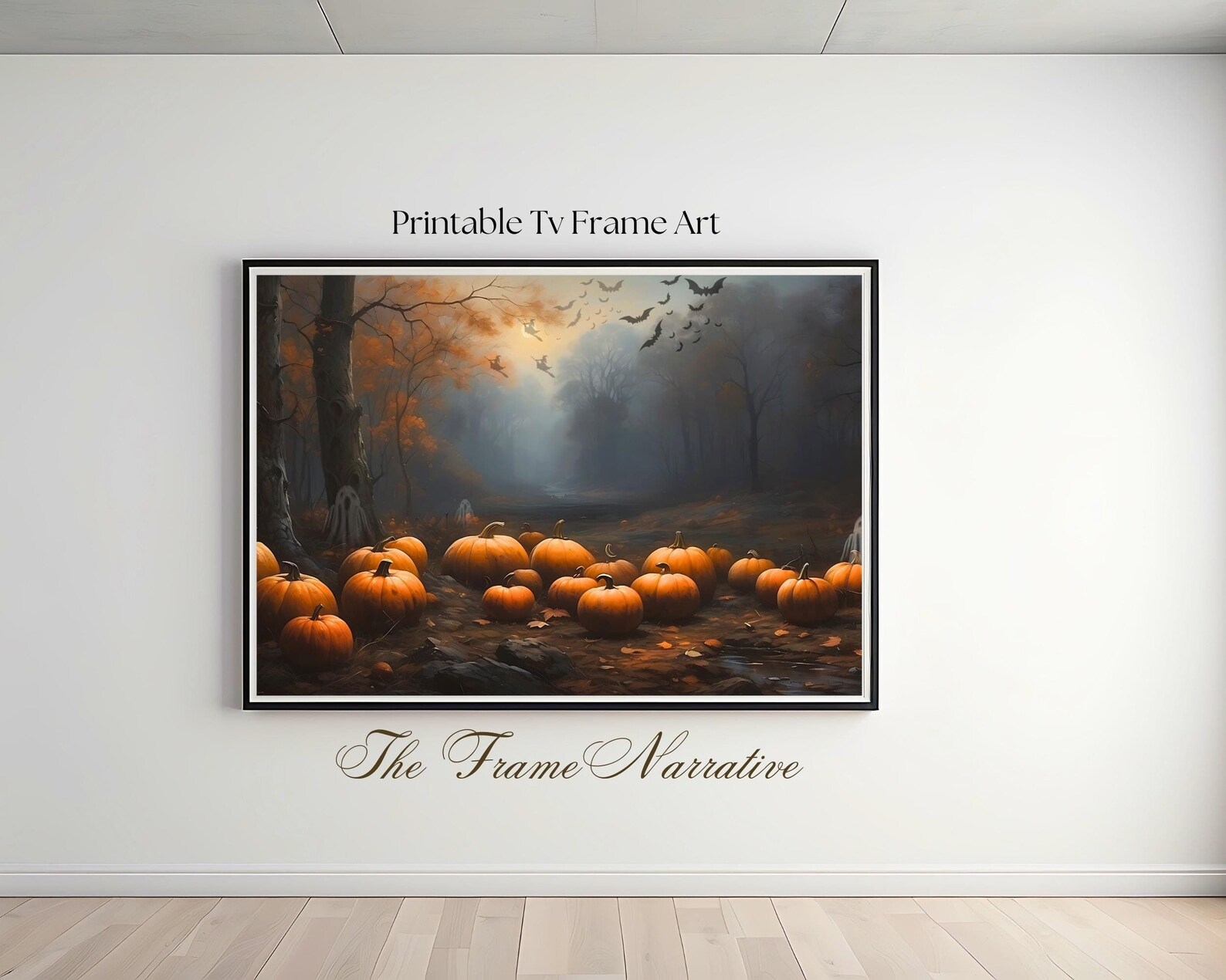 Romantic Gothic Victorian Pumpkin Forest Oil Painting for Home Decor ...