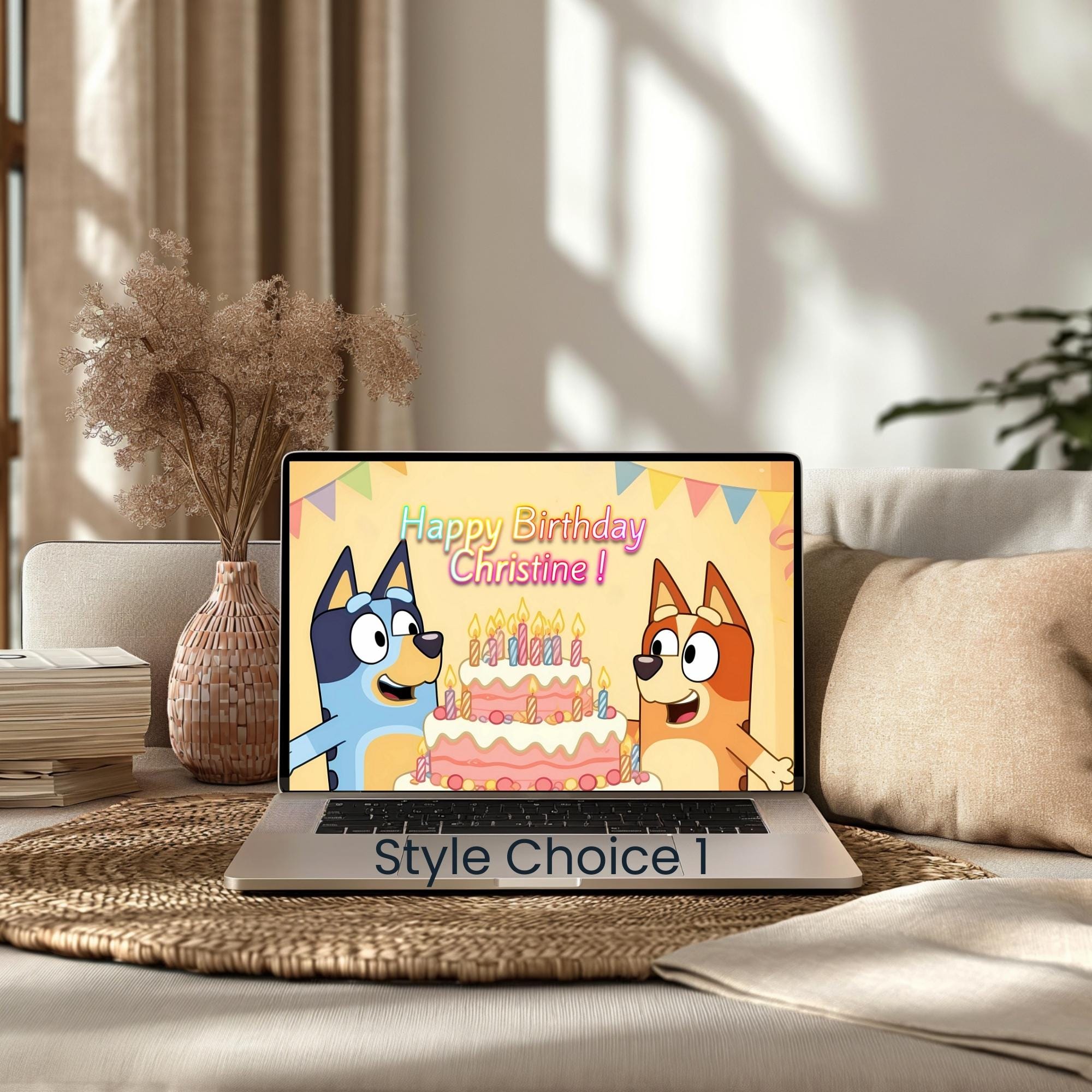 Personalized Bluey Bingo Digital TV Frame Art Samsung Birthday Greeting ...
