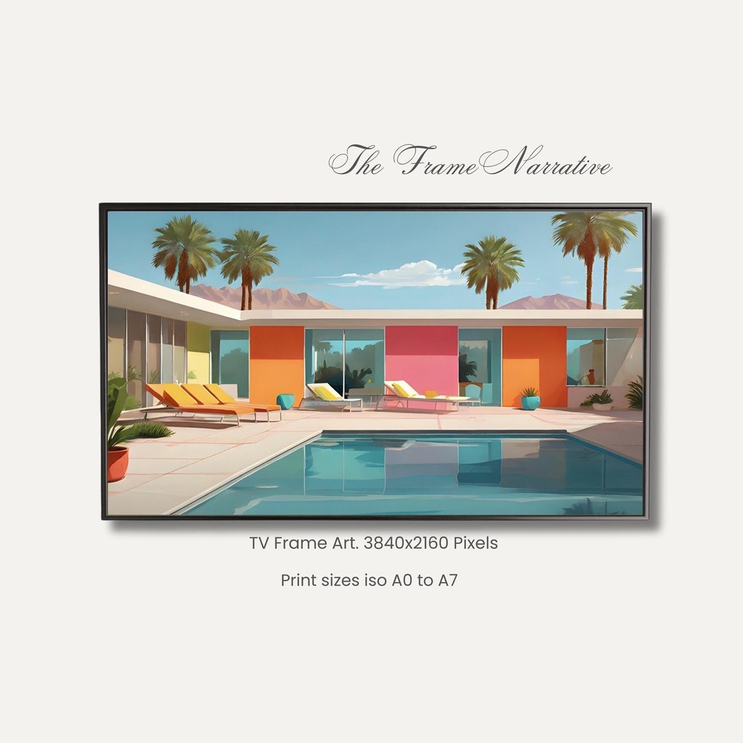 Vintage Desert Motel Poolside Landscape: Digital Art for Samsung Frame ...