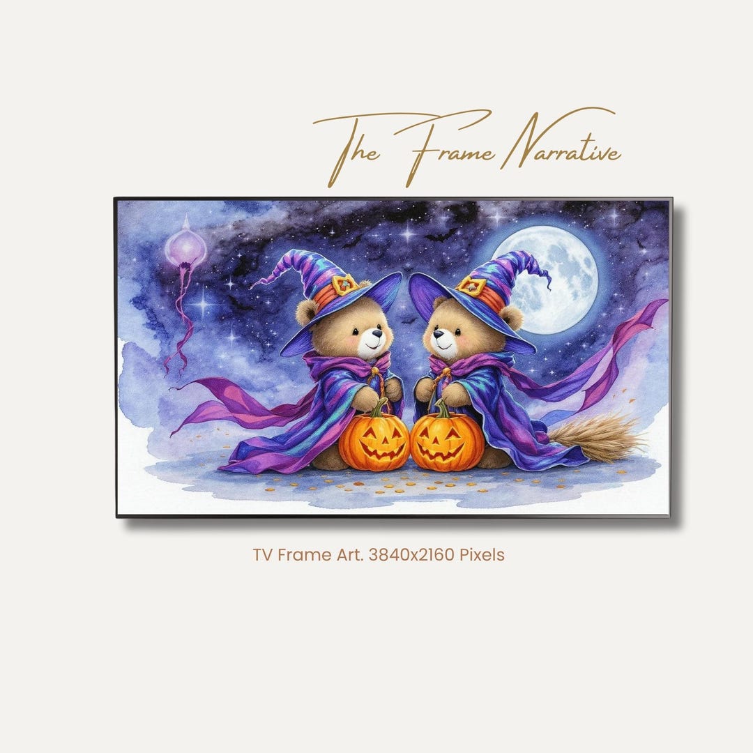 Teddy Bear Witch Halloween TV Art | Samsung Frame TV File | Cute Trick ...