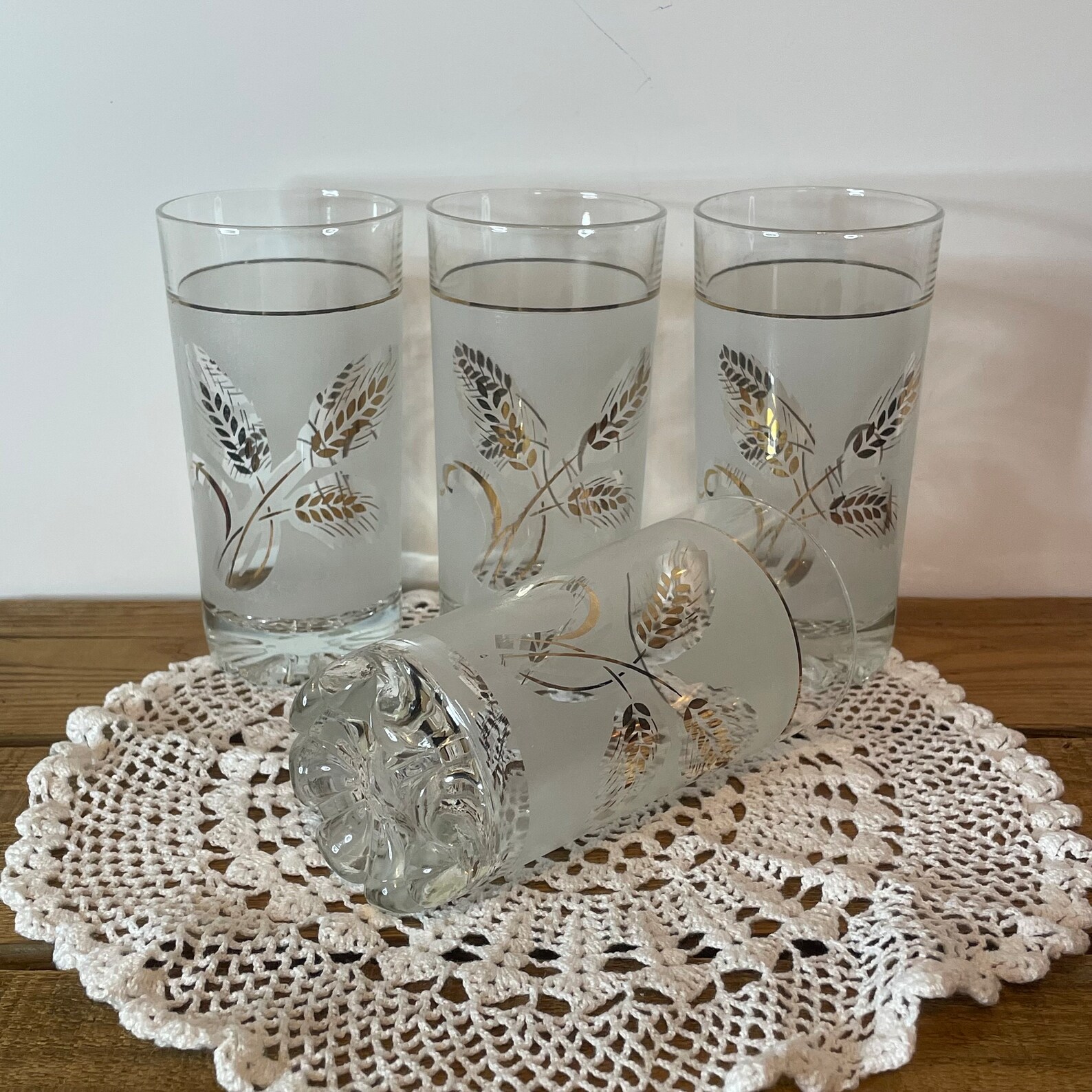 Wheat Glass Italy Glasses With Gold Trim - Etsy