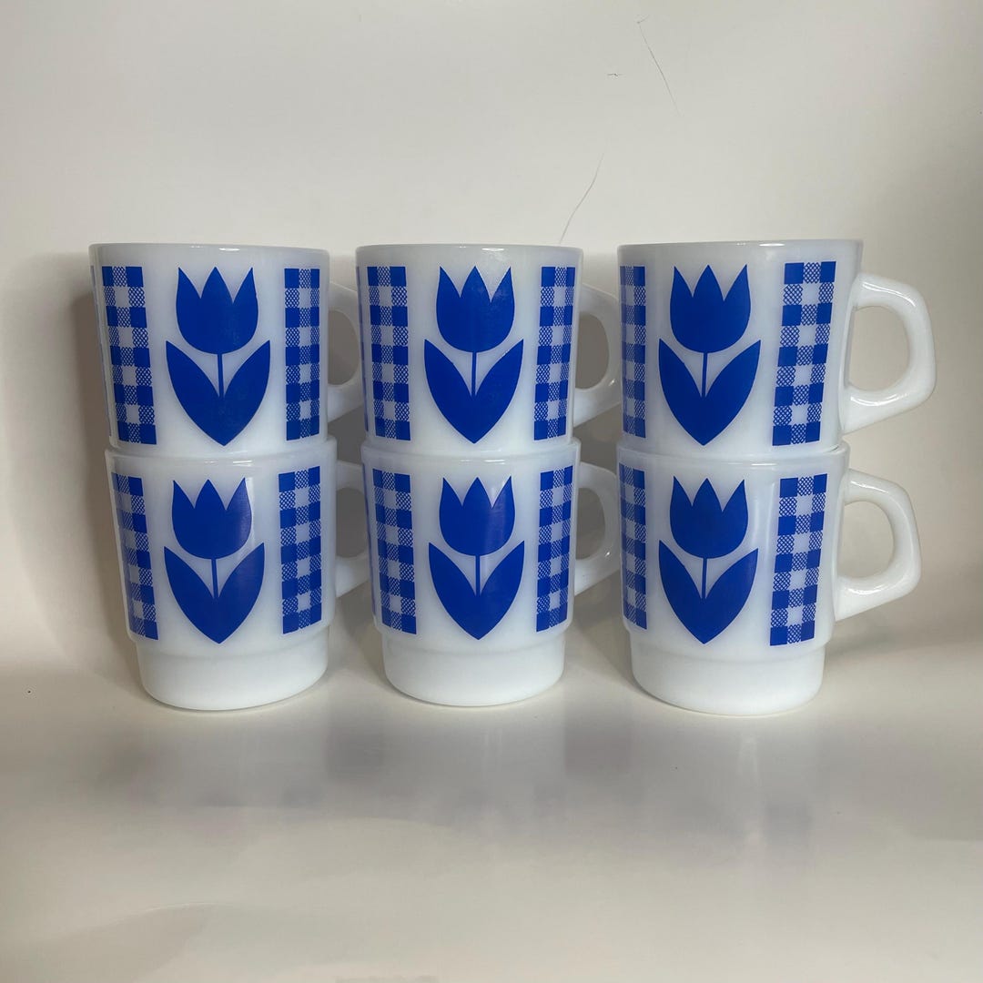 Vintage Blue Tulip Termocrisa Mug Stacking - Etsy