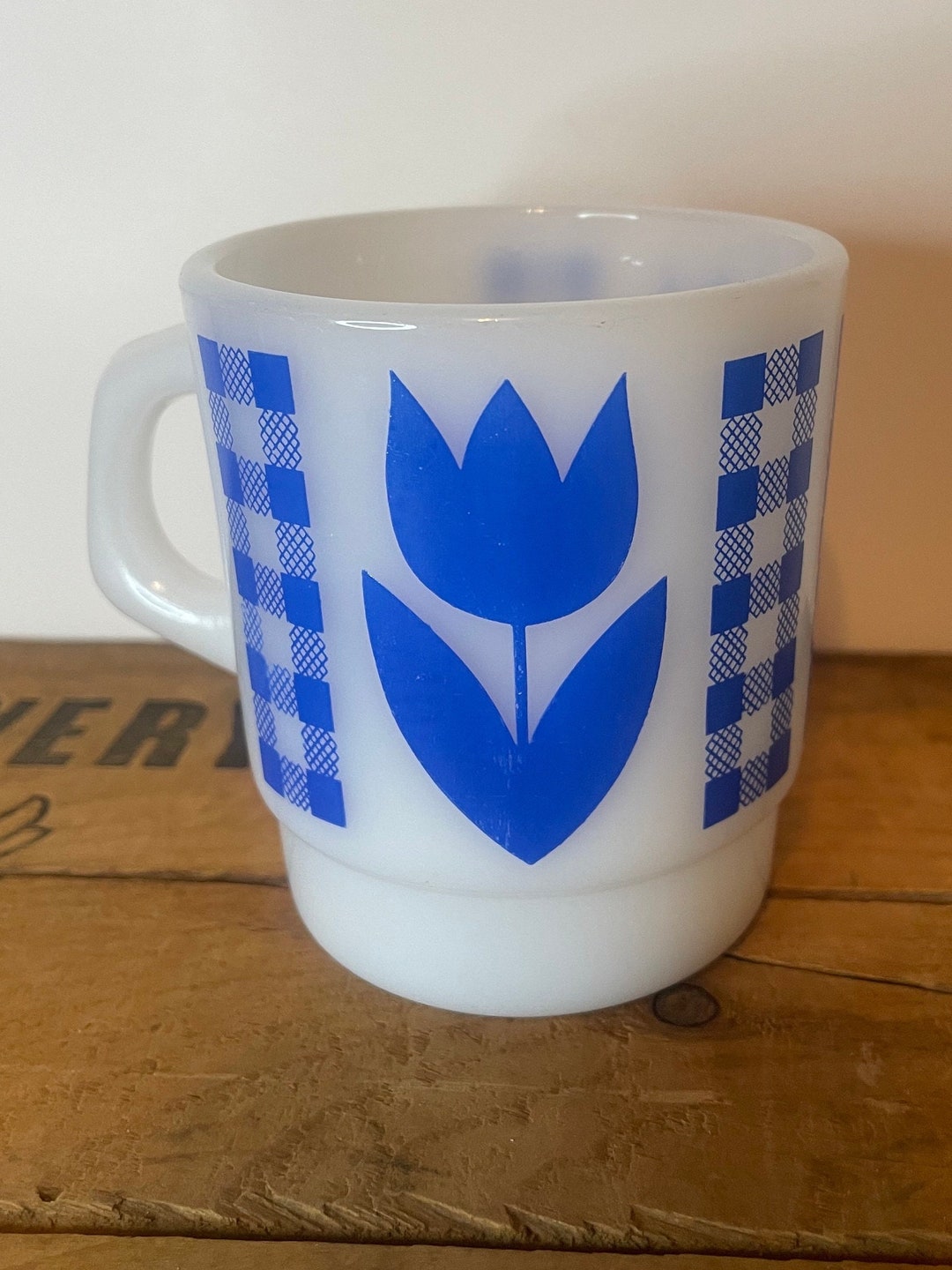 Vintage Termocrisa Mug Blue Tulip Flower - Etsy