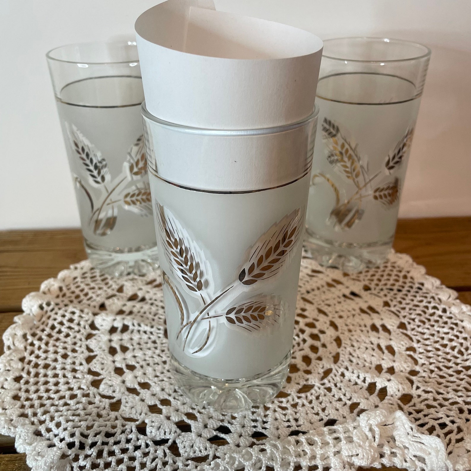 Wheat Glass Italy Glasses With Gold Trim - Etsy