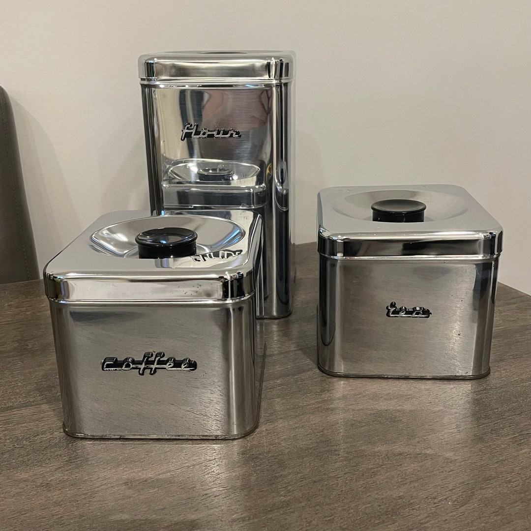 Vintage Chrome Canister Set Kenmore - Etsy