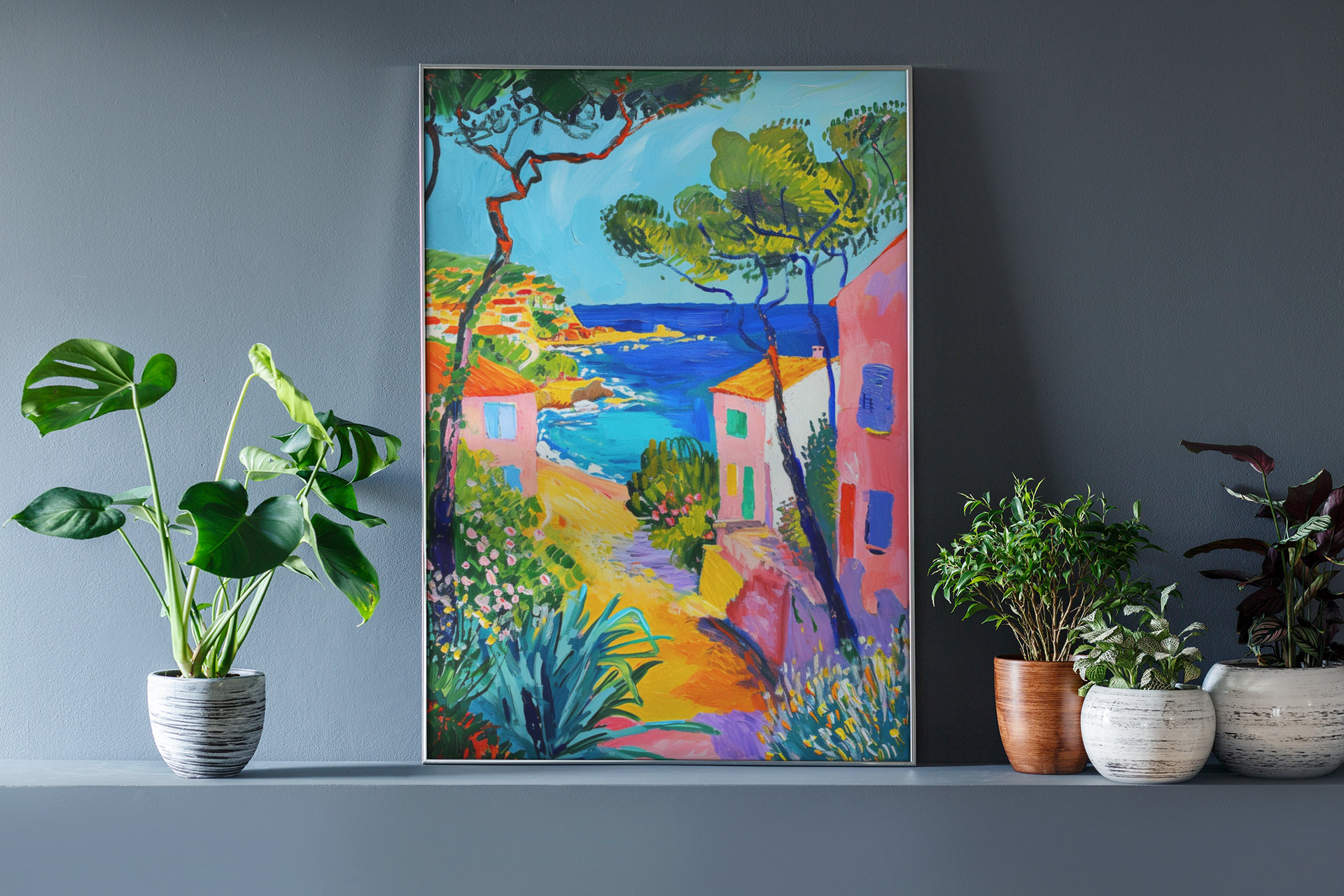 Colorful Coastal Village, Matisse, Vibrant Mediterranean Landscape ...
