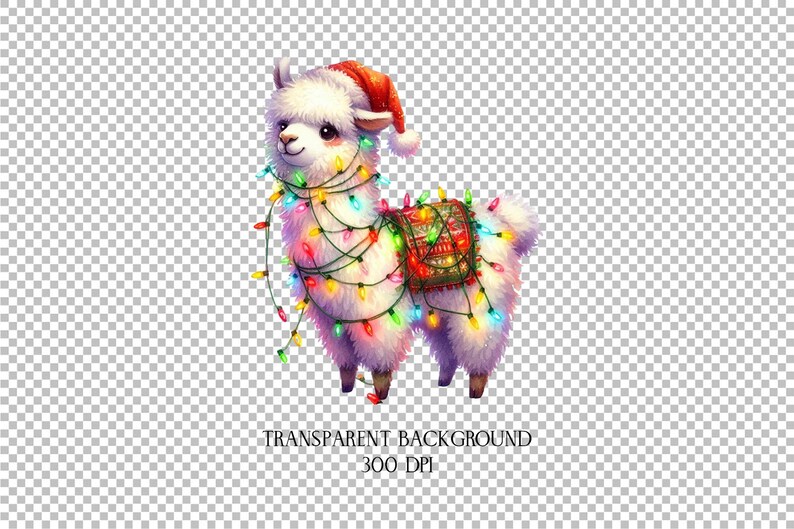 Christmas Llama Clipart: Watercolor PNG Images (digital Download) - Etsy