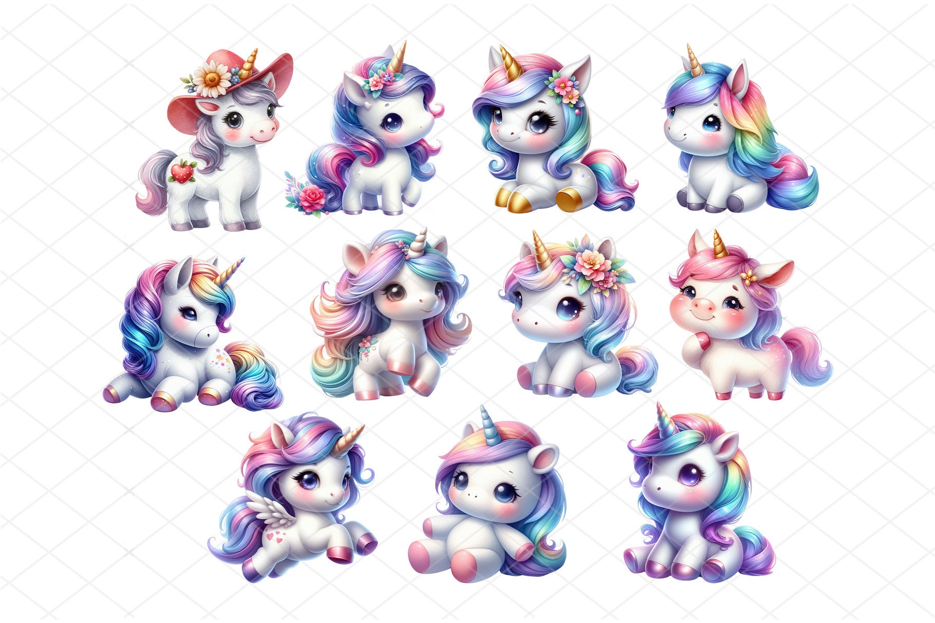 Rainbow Baby Unicorn Clipart, Happy Unicorns Cartoon Png, Watercolor ...