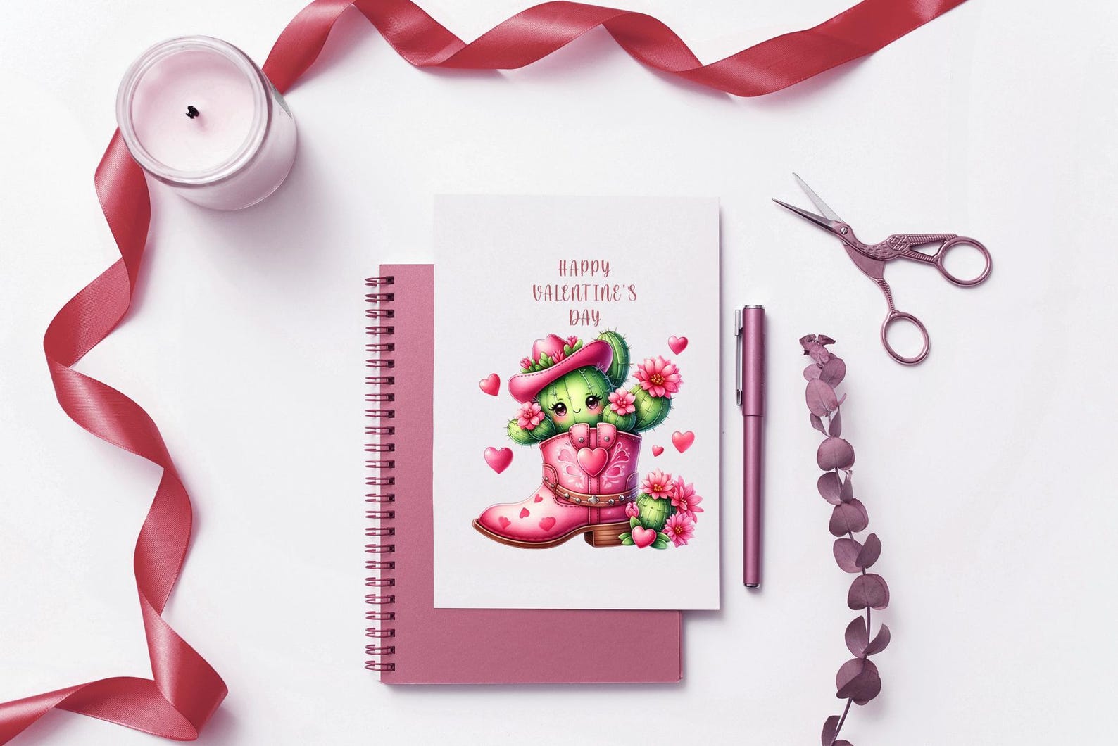 Valentines Day Cactus Clipart, Valentine's Day Clipart, Romantic Cactus ...