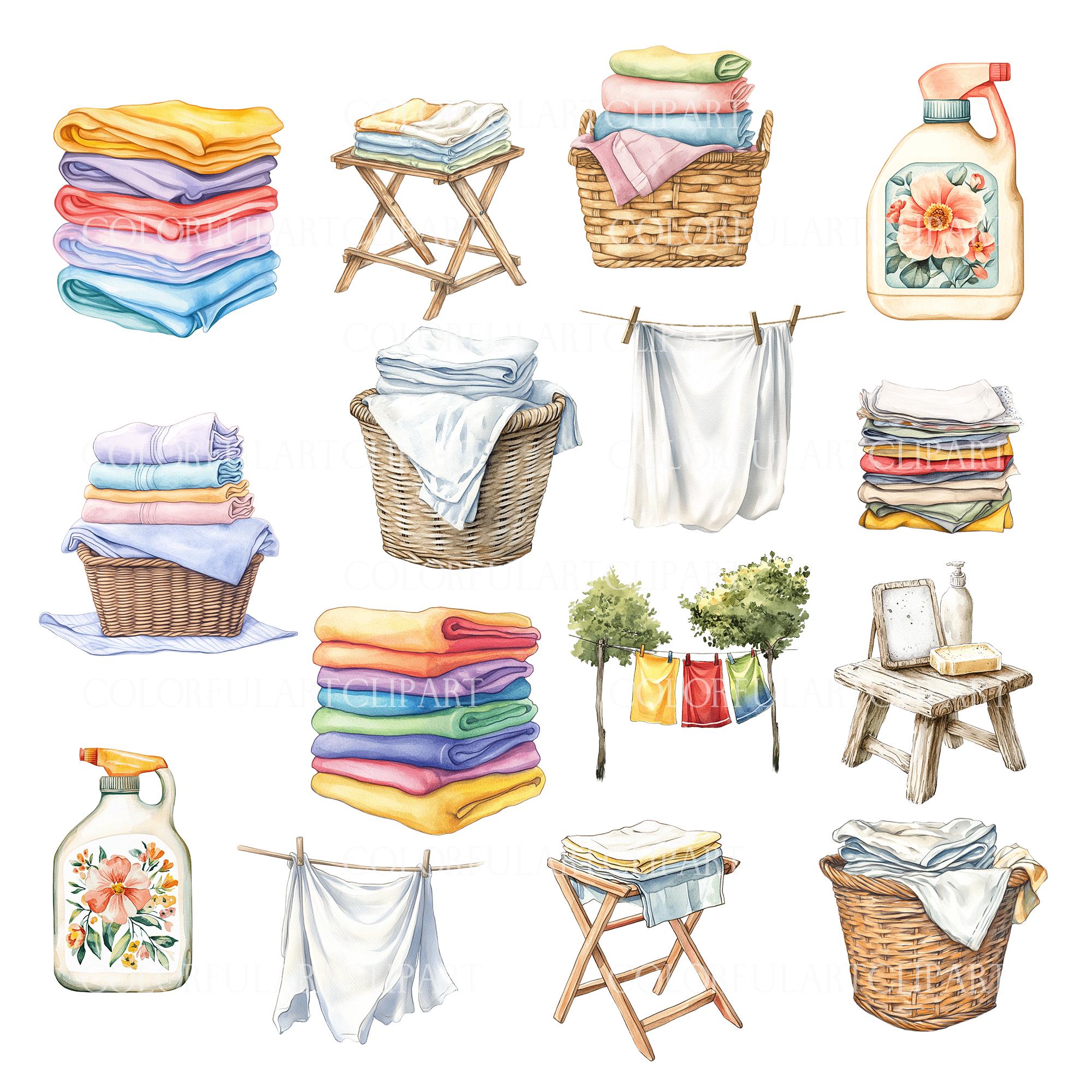 Watercolor Laundry Clipart: Summer Nature PNG (30 Files) - Etsy