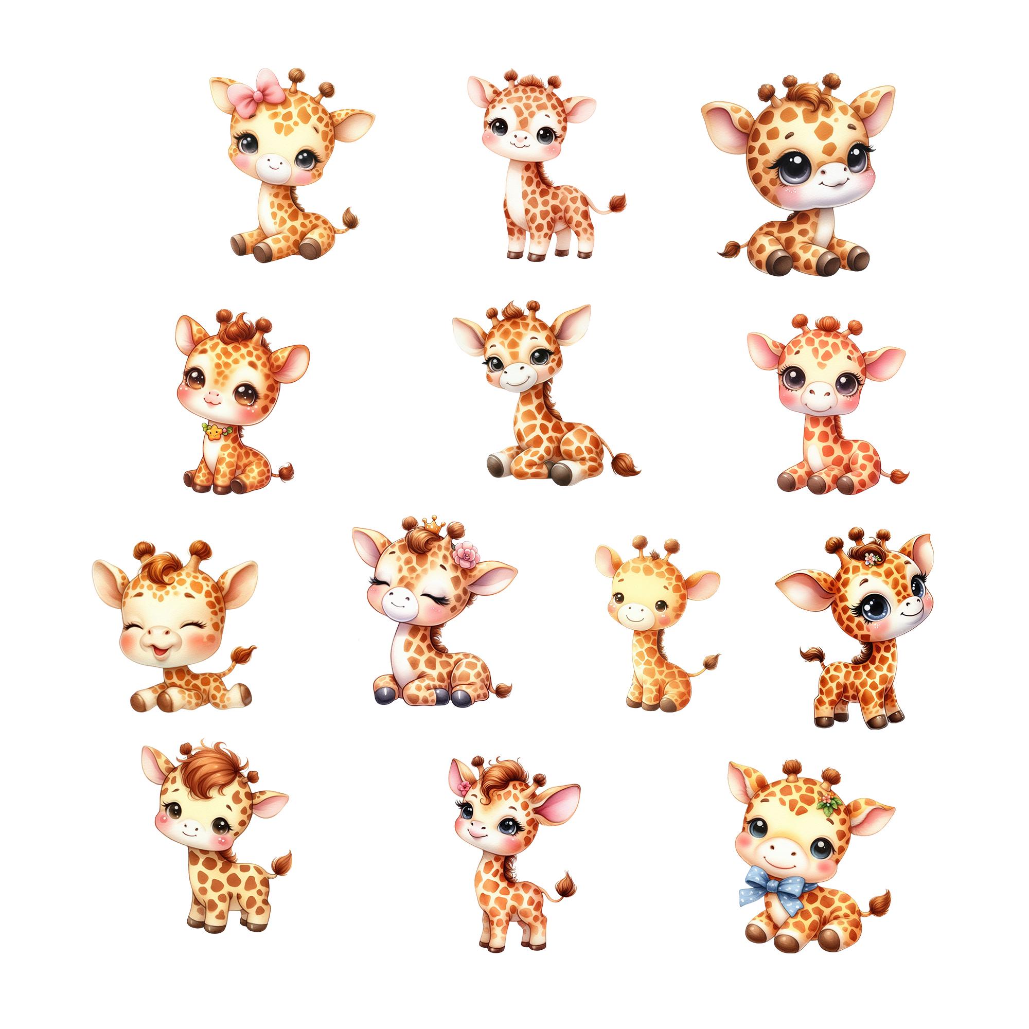 Watercolor Giraffe Clipart, Baby Animal PNG Graphics - Etsy