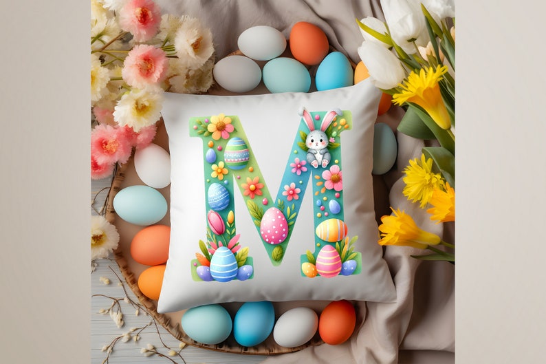 Watercolor Easter Bunny Alphabet Clipart PNG, Colorful Easter Alphabet ...