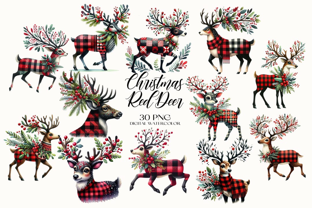 Christmas Red Deer Clipart, Christmas Red Deer PNG, Xmas Deer Clipart ...