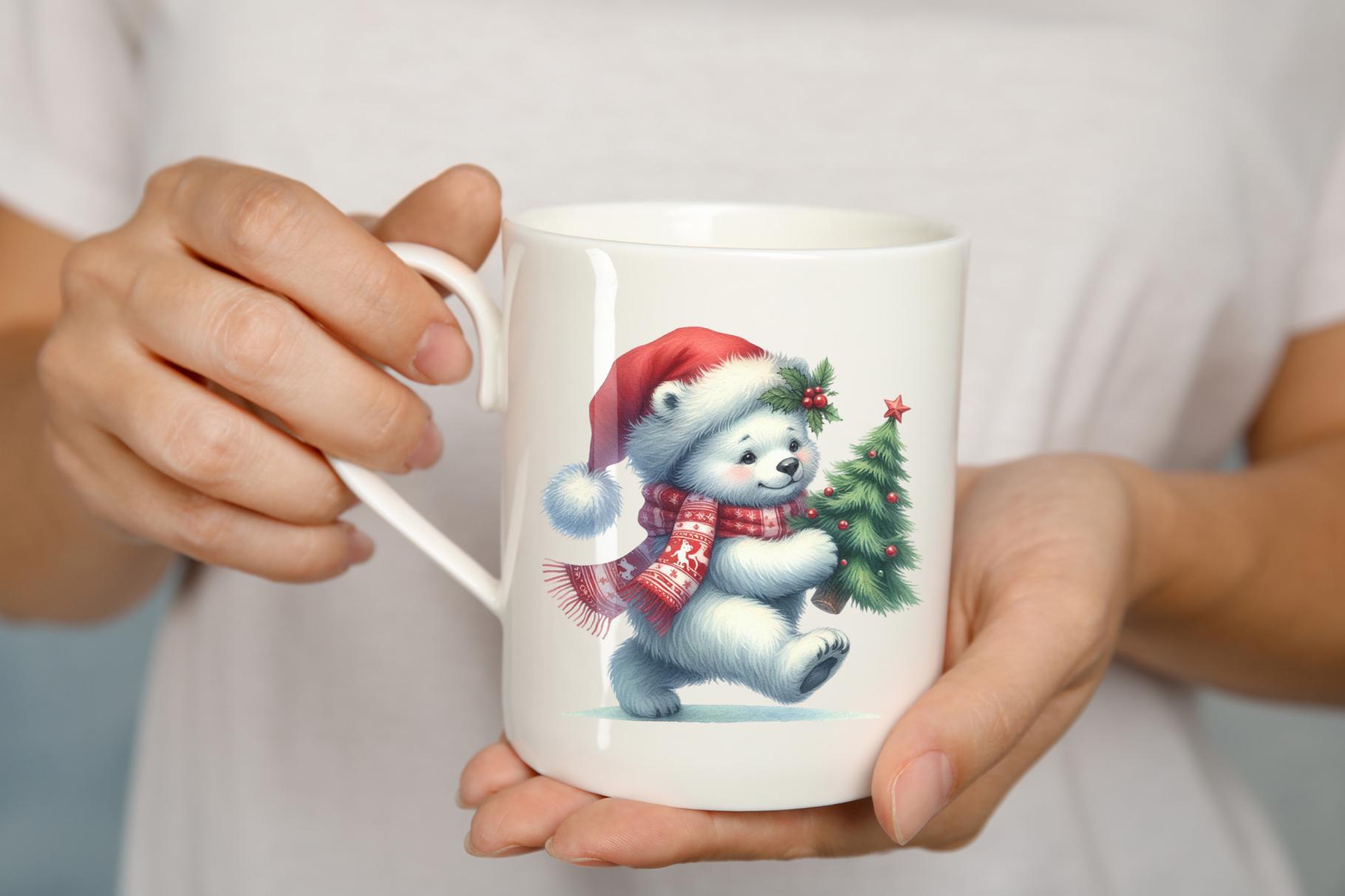 Christmas Polar Bear Clipart, Christmas Cute Bear PNG, Cartoon Clipart ...