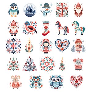 Christmas Scandinavian Clipart: Watercolor Winter PNG (digital Download ...