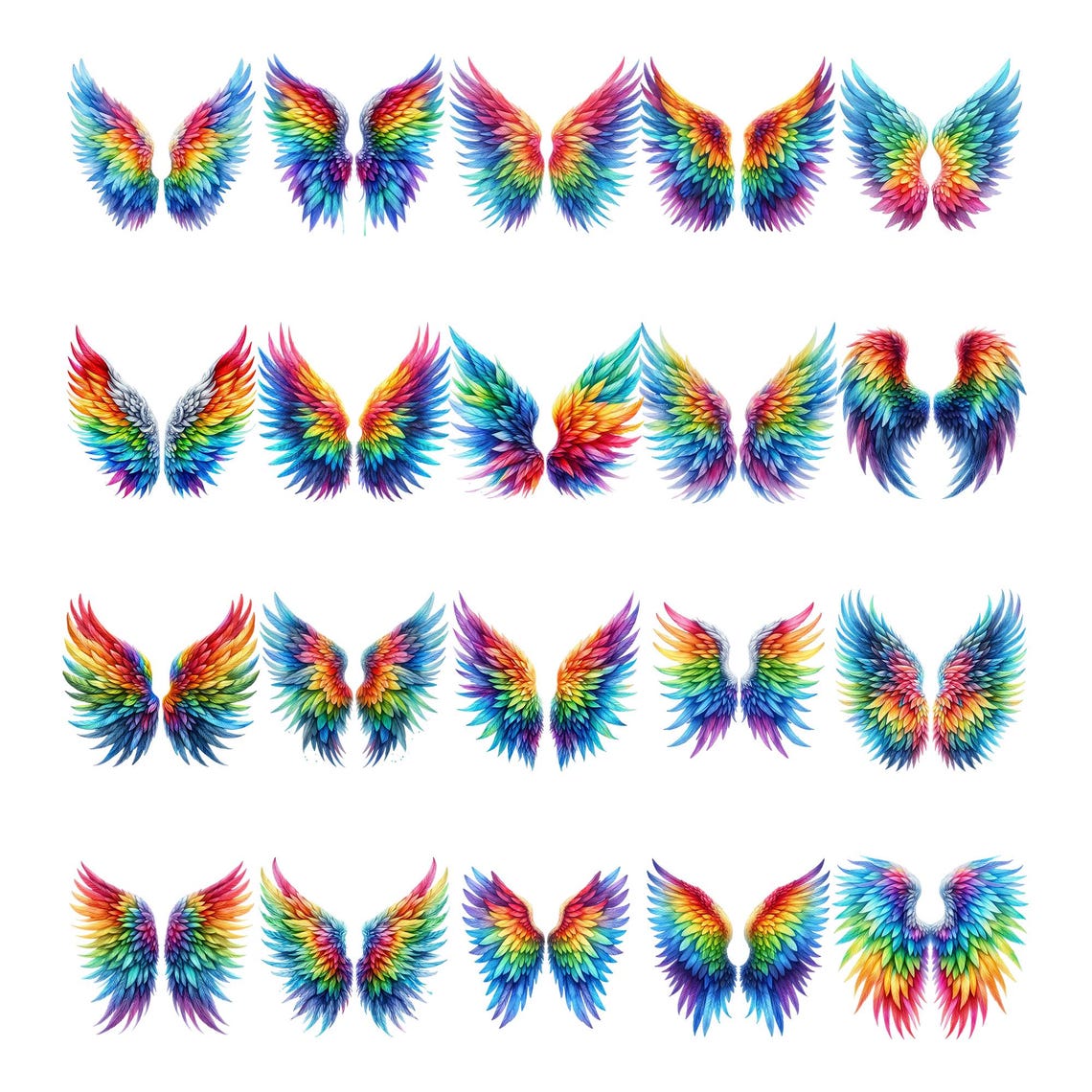 Rainbow Wings Clipart, Rainbow Wings PNG, Vibrant Wings Clipart ...