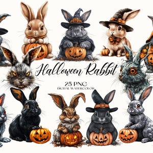 Halloween Rabbit Clipart, Halloween Rabbit PNG, Watercolor Rabbit ...