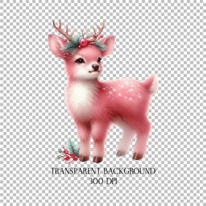 Christmas Pink Deer Clipart, Christmas Pink Deer PNG, Cartoon Deer ...