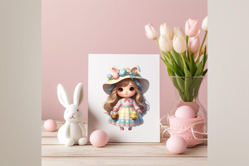 Little Easter Girls PNG, Easter Clipart, Easter Girl Png, Cute Easter ...