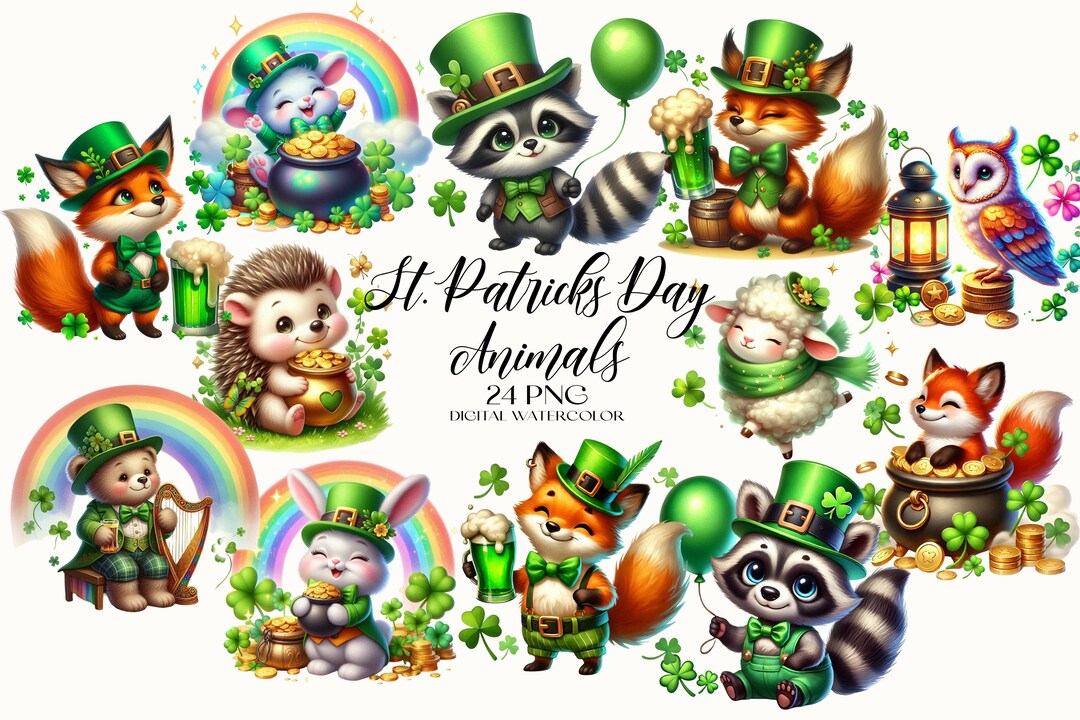 St. Patricks Day Animals Png, Cute Animals Clipart, St. Patricks Day ...