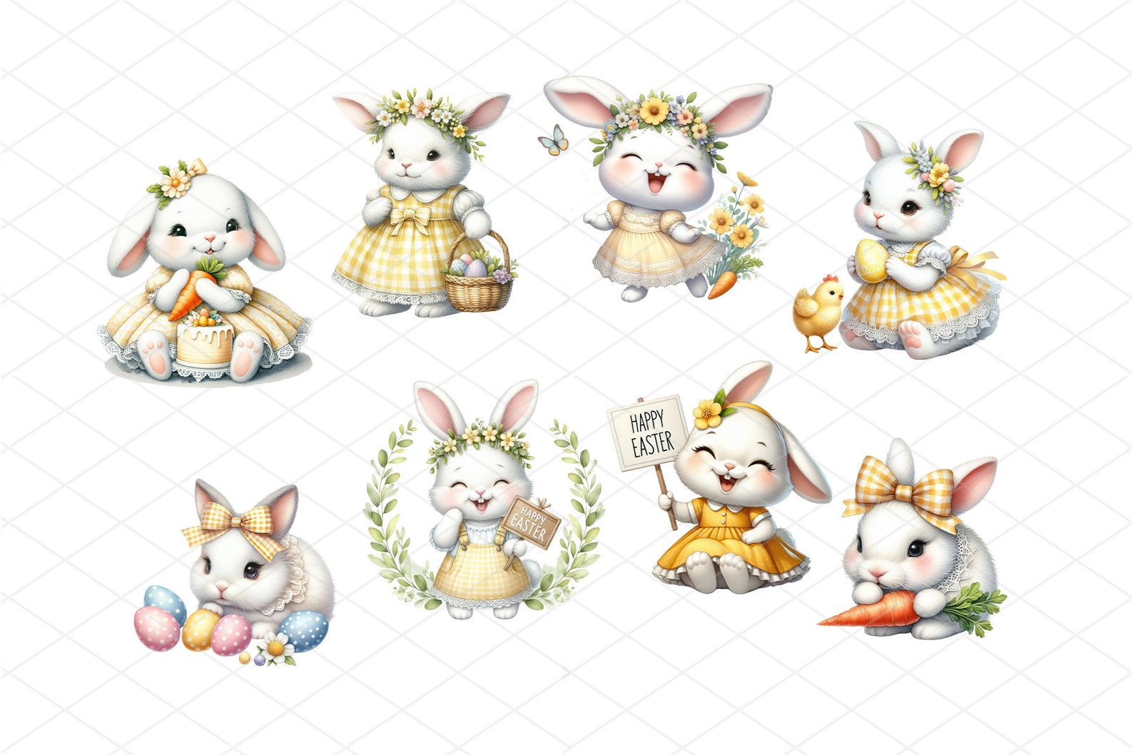 Watercolor Little Bunny Clipart, Happy Bunny PNG, Easter Funny Bunny ...