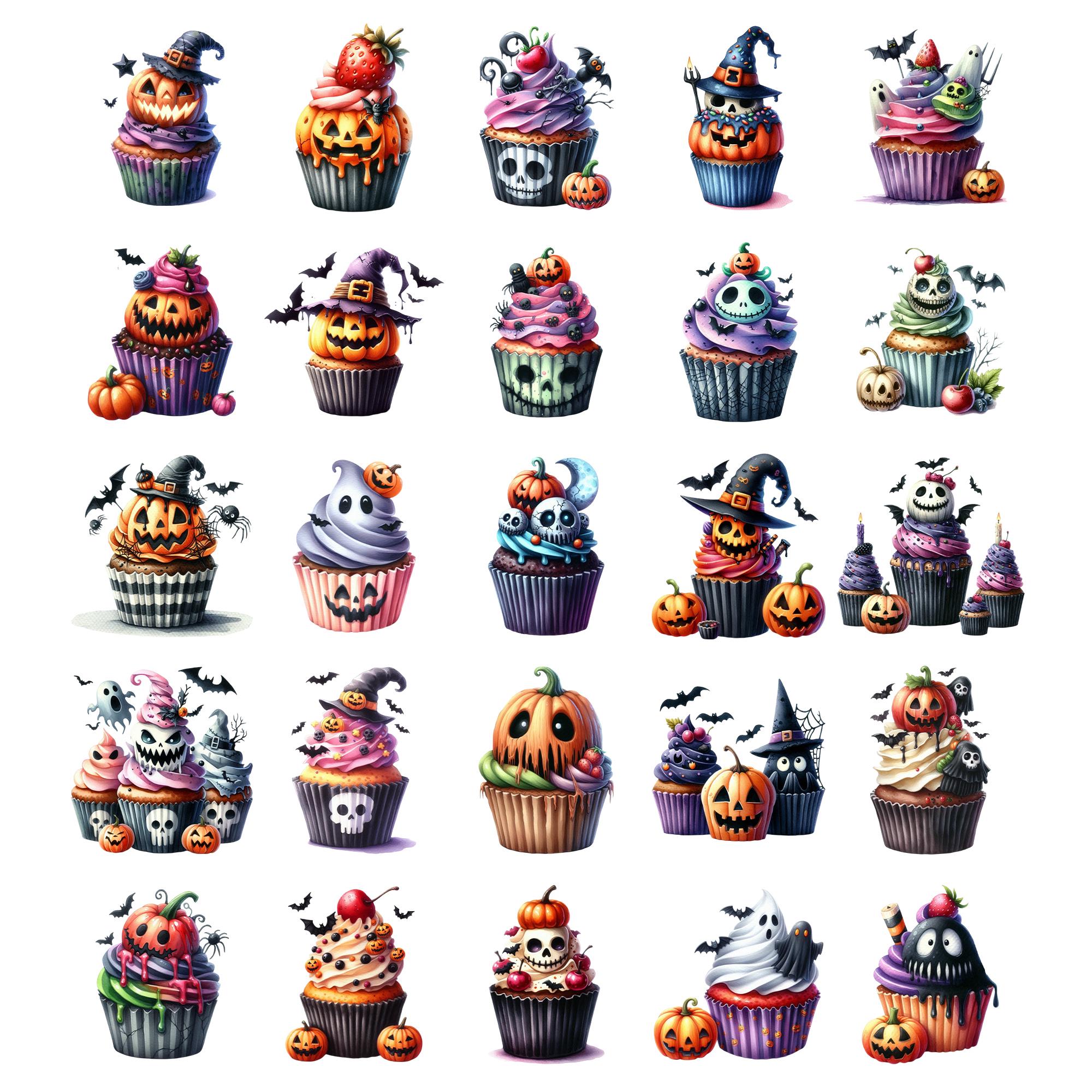 Watercolor Halloween Cupcake Clipart: 26 PNG Files (digital Download - Etsy