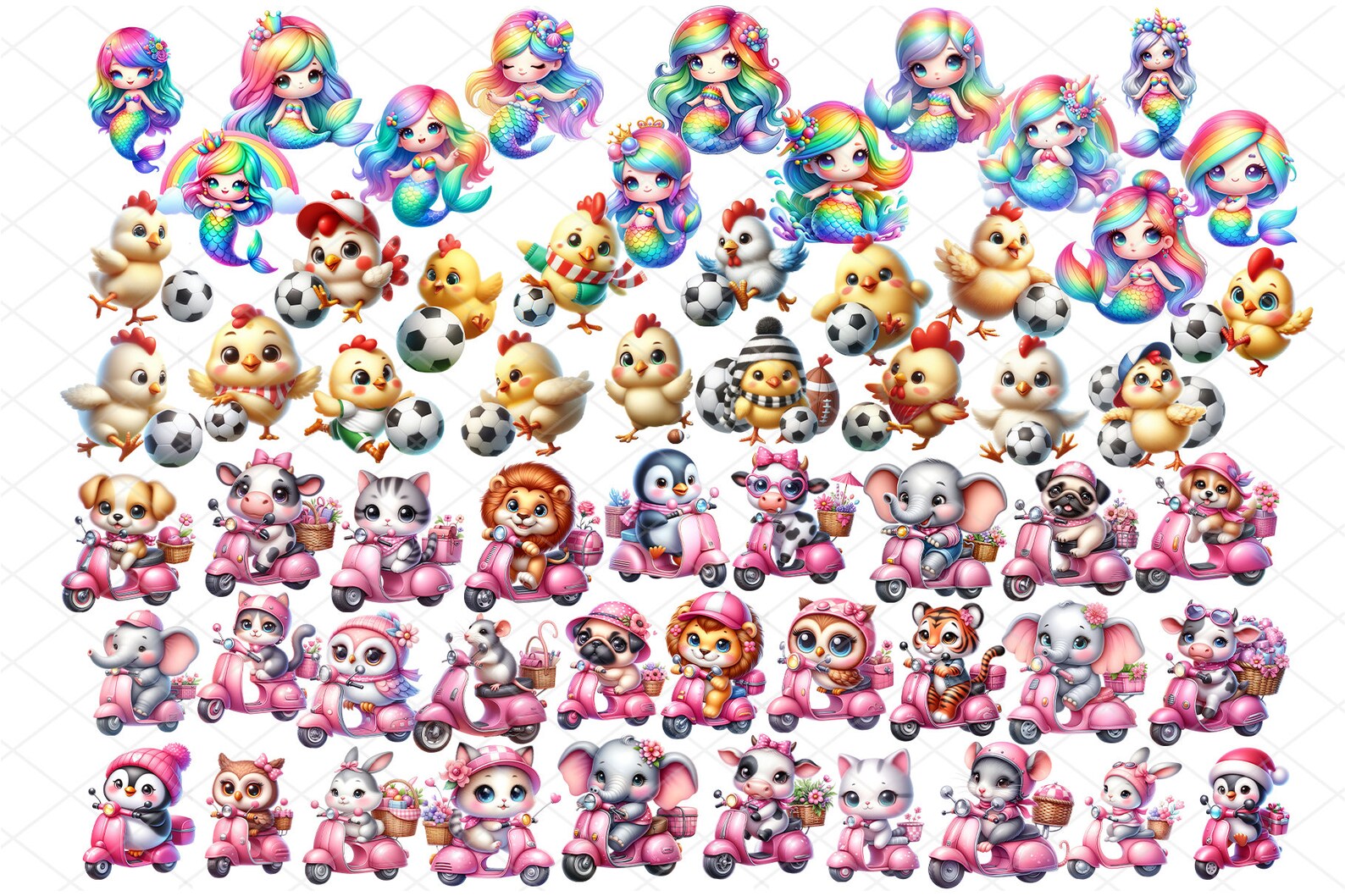 Baby Animals Clipart, Cute Little Animals Bundle, 400 PNG Cartoon ...