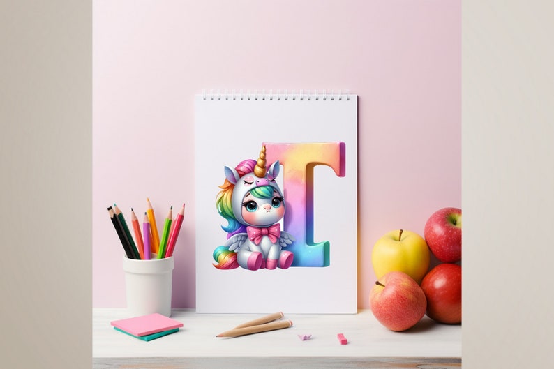 Rainbow Unicorn Alphabet PNG, Colorful Unicorn Alphabet Nursery, Cute ...