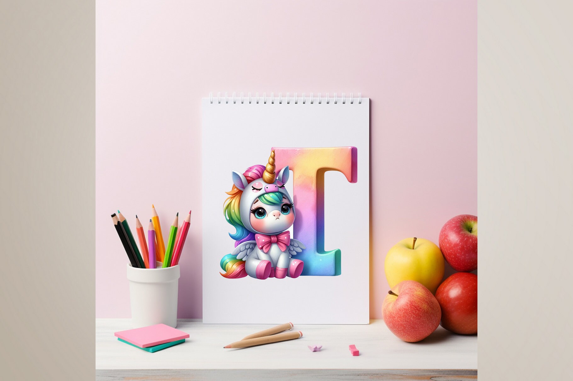 Rainbow Unicorn Alphabet PNG, Colorful Unicorn Alphabet Nursery, Cute ...