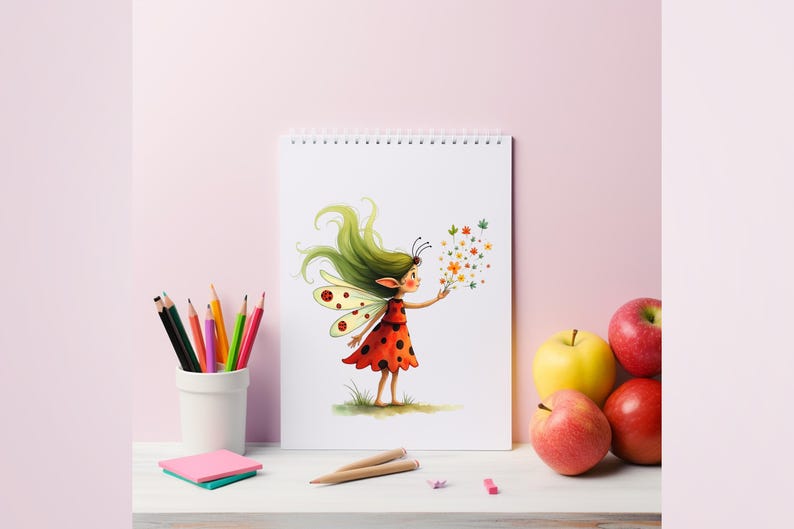 Cute Ladybug Elf Clipart, Elves PNG, Elf Illustrations PNG, Watercolor ...