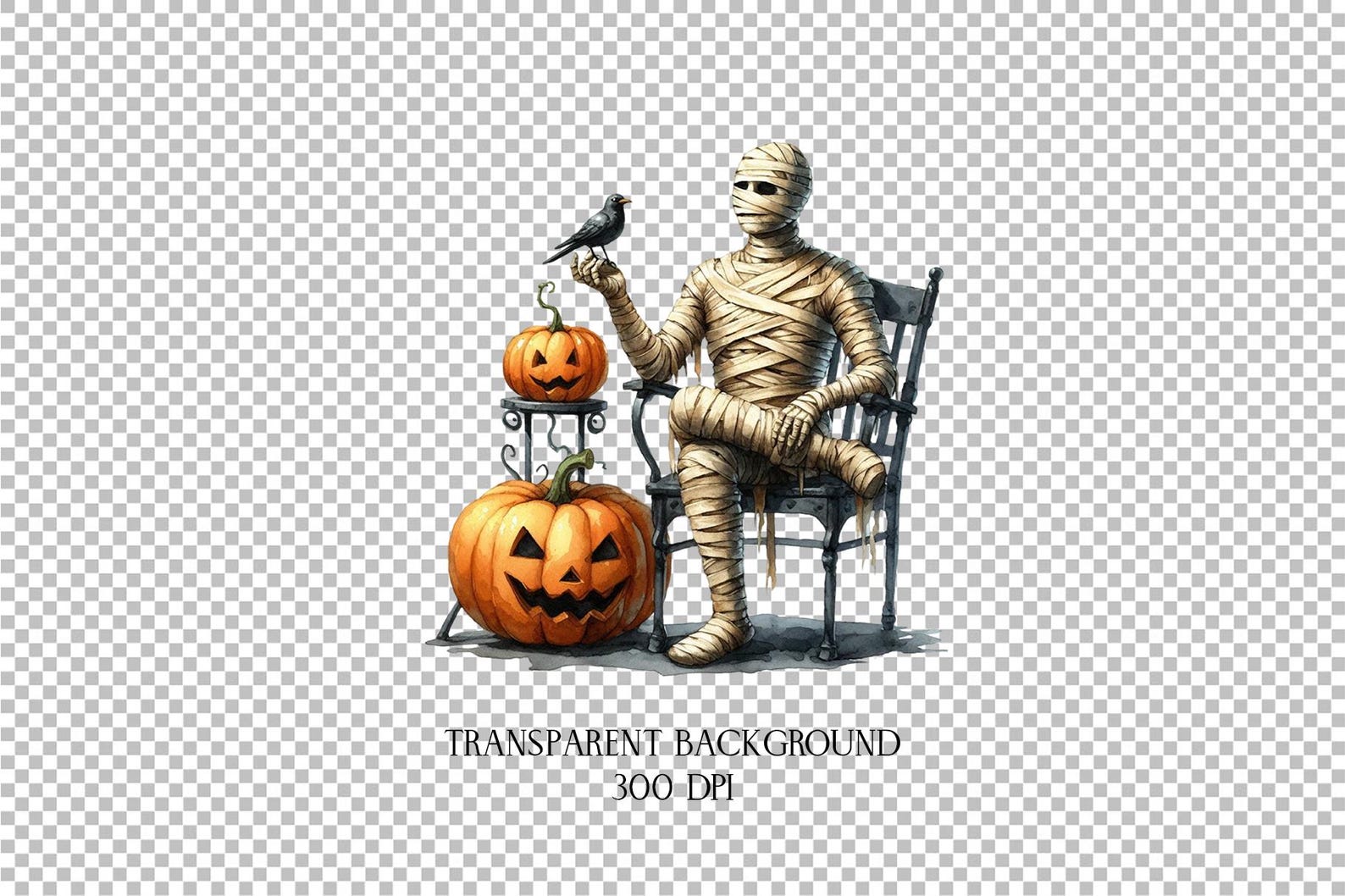 Watercolor Halloween Mummy Clipart: Cartoon PNG Images (38 Files) - Etsy
