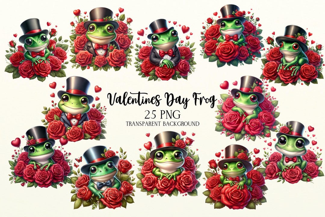 Romantic Frog Clipart, Valentine's Day Clipart, Romantic Frog PNG ...