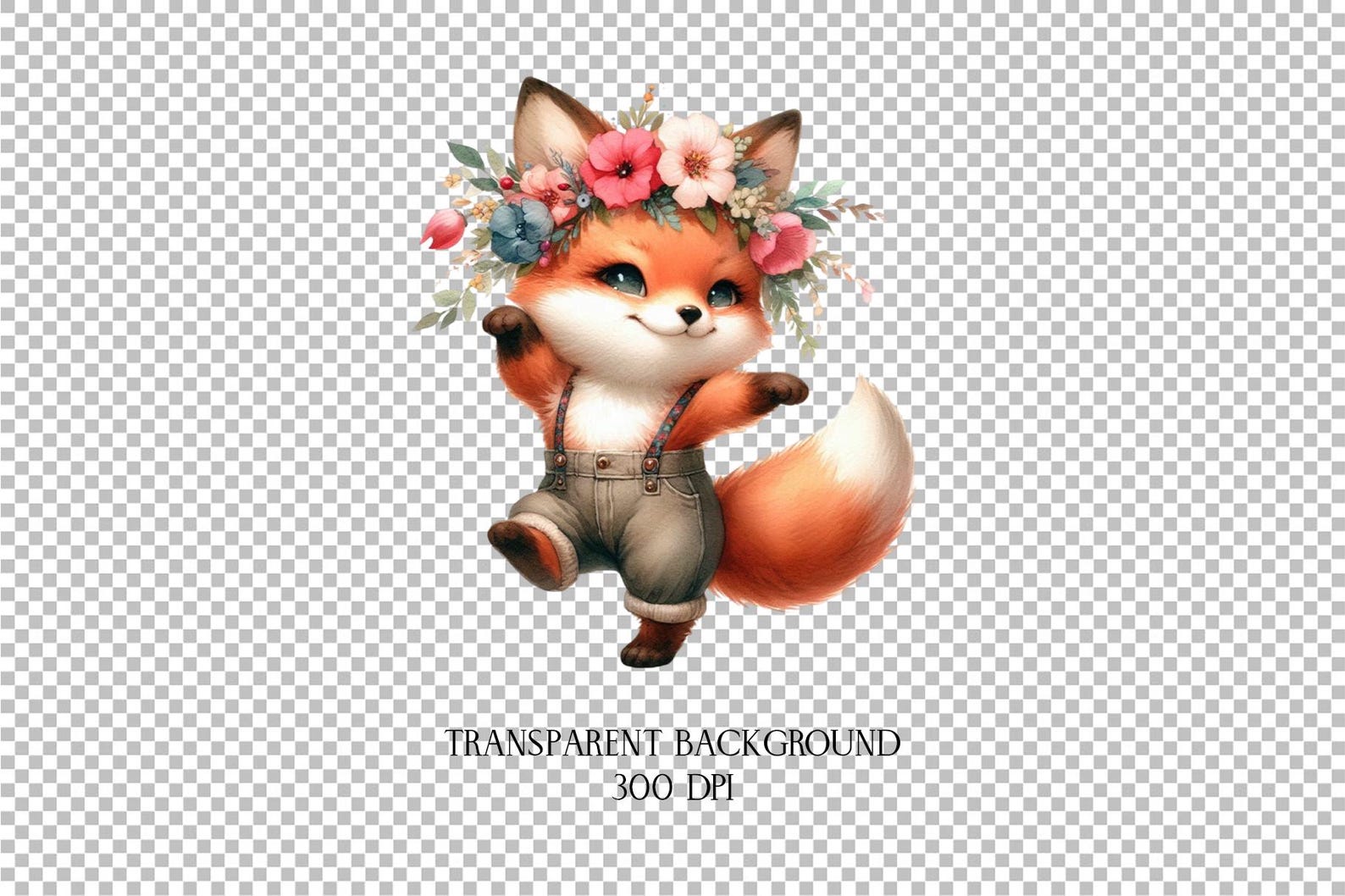 Cute Dancing Fox Clipart, Little Animals PNG, Watercolor Cartoon Clipart, Baby Animals Clipart ...