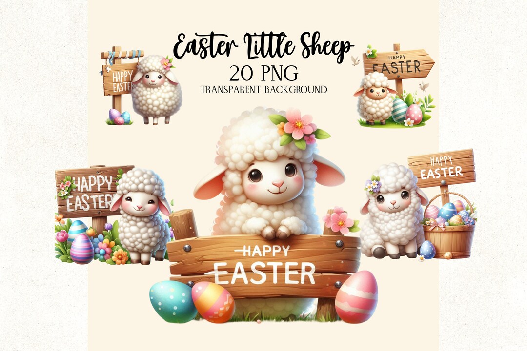 Easter Little Sheep Png, Little Easter Sheeps Bundle, Cute Sheep ...
