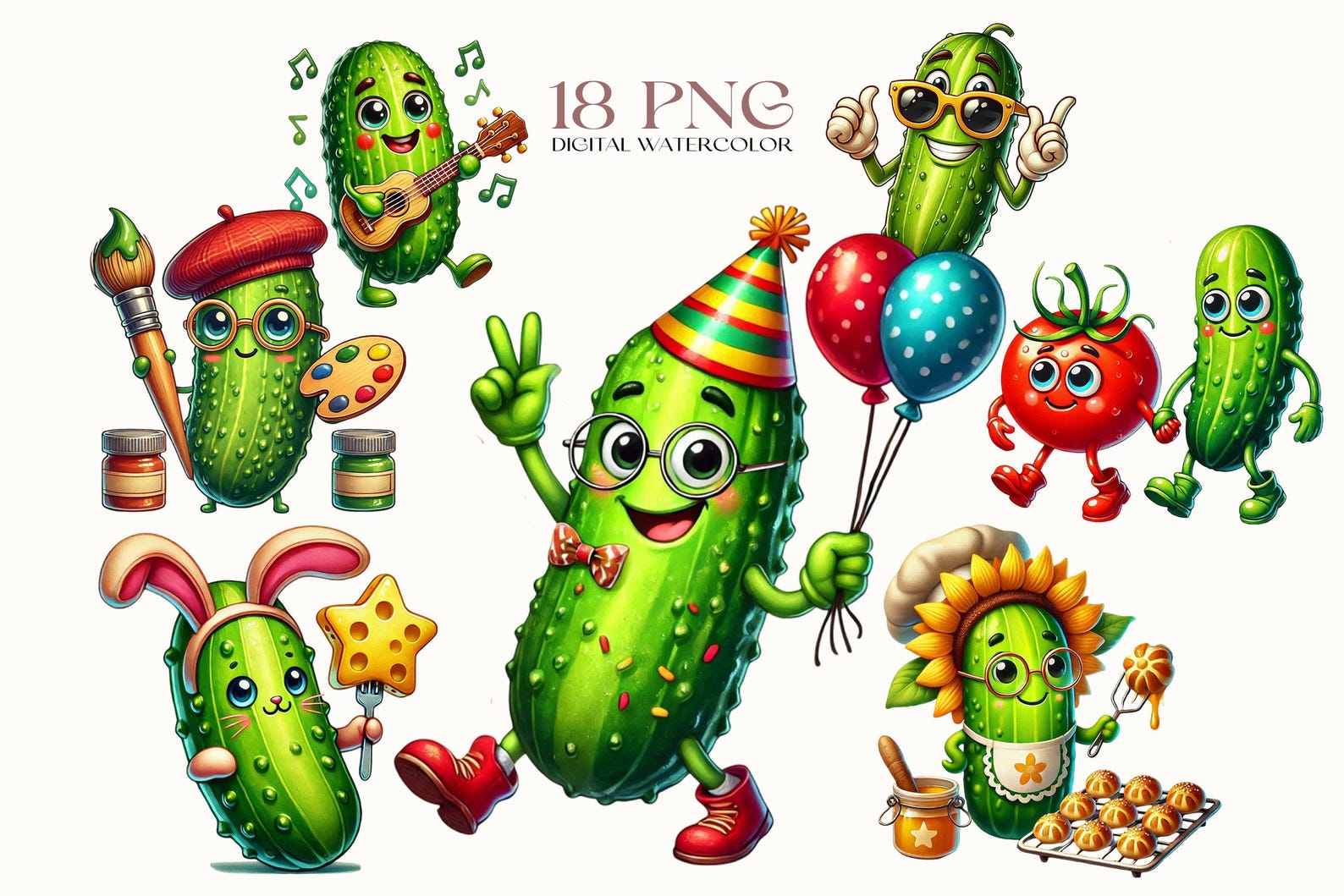 Cute Cucumber Clipart, Cucumber Life PNG, Animals Illustrations PNG ...