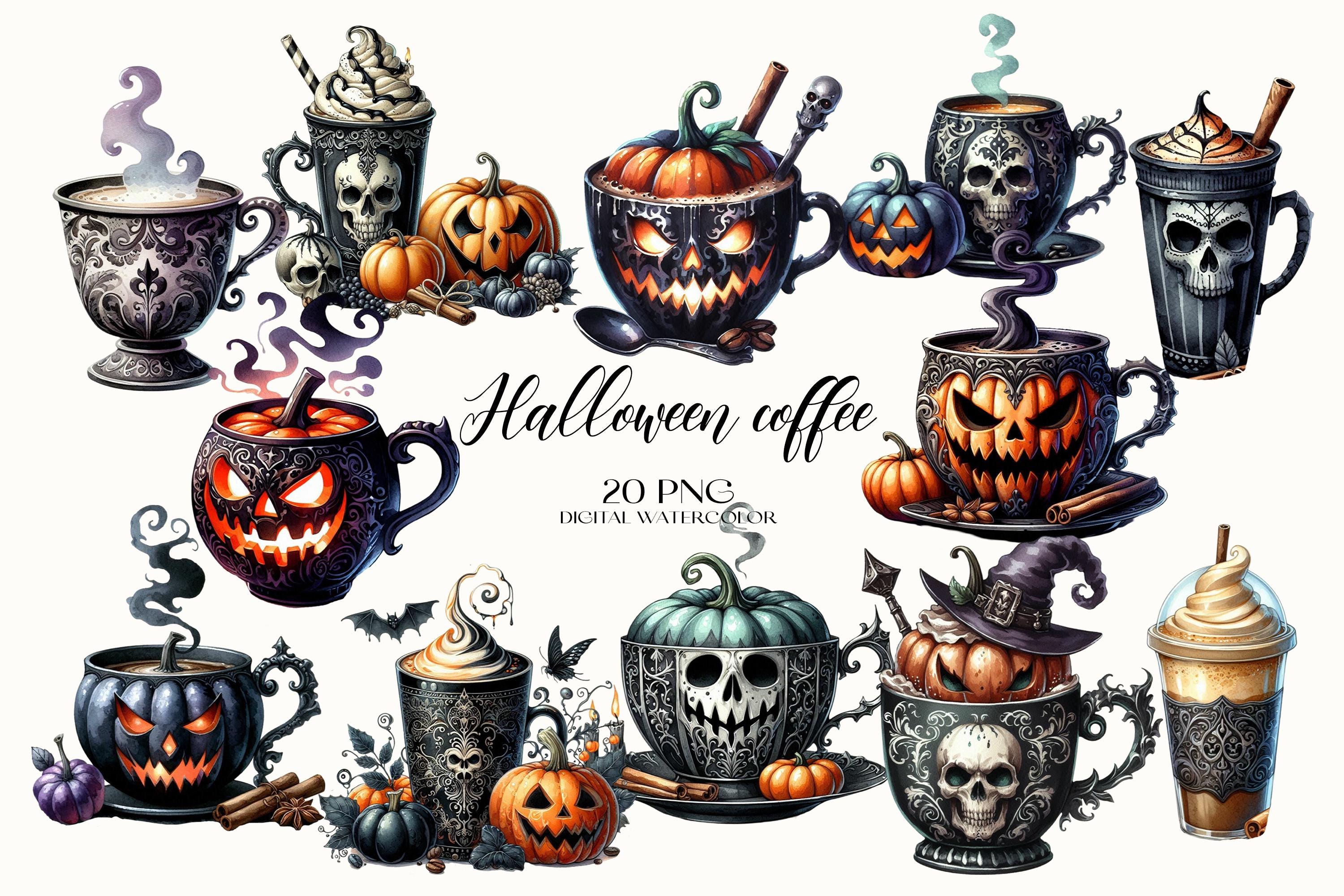 Halloween Coffee Clipart, Happy Halloween Coffee PNG, Watercolor Coffee ...