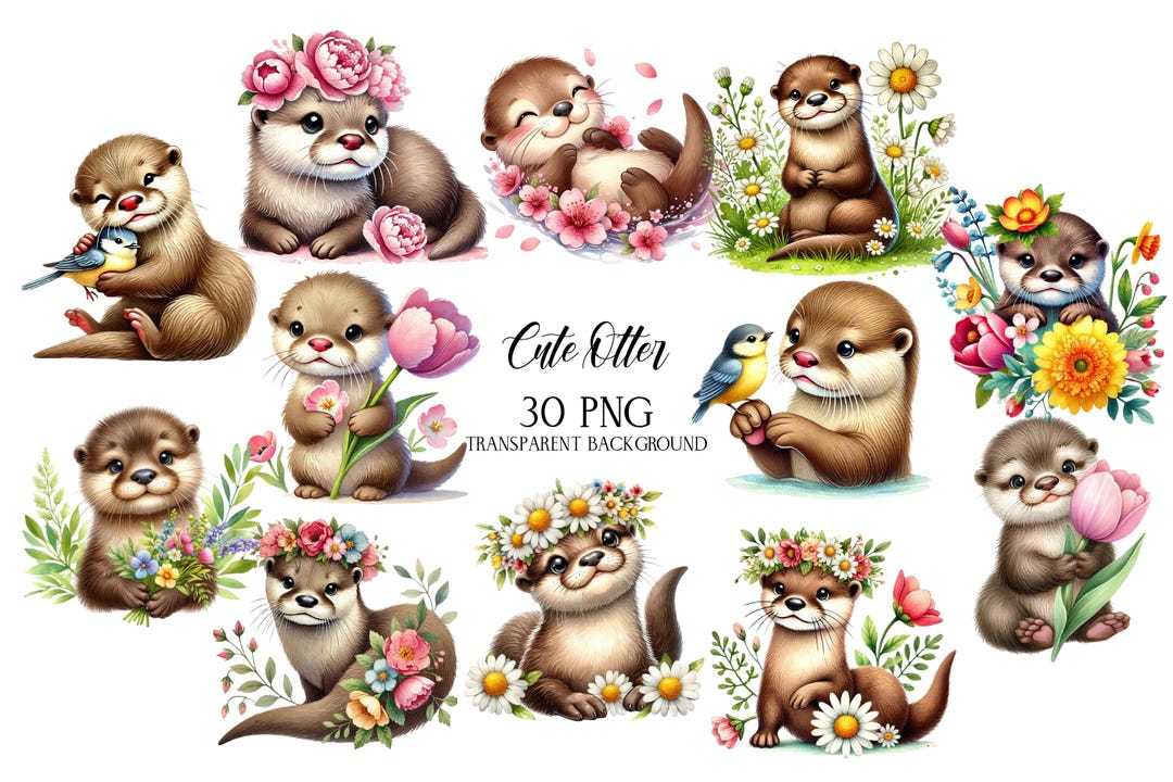 Cute Otter Clipart, Otter Life PNG, Animals Illustrations PNG ...