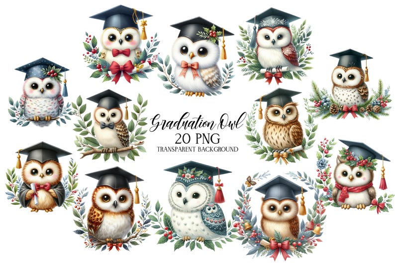 Cute Graduation Owl Clipart, Graduation Animals PNG, Watercolor Cartoon Clipart, Graduation ...
