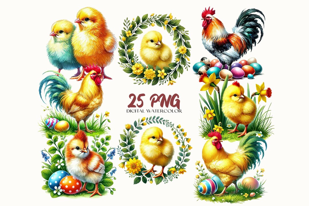 Easter Little Chicken Clipart, Baby Animals Clipart, Cute Little ...