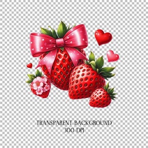 Valentines Day Strawberries Clipart, Valentine's Day Clipart, Red ...