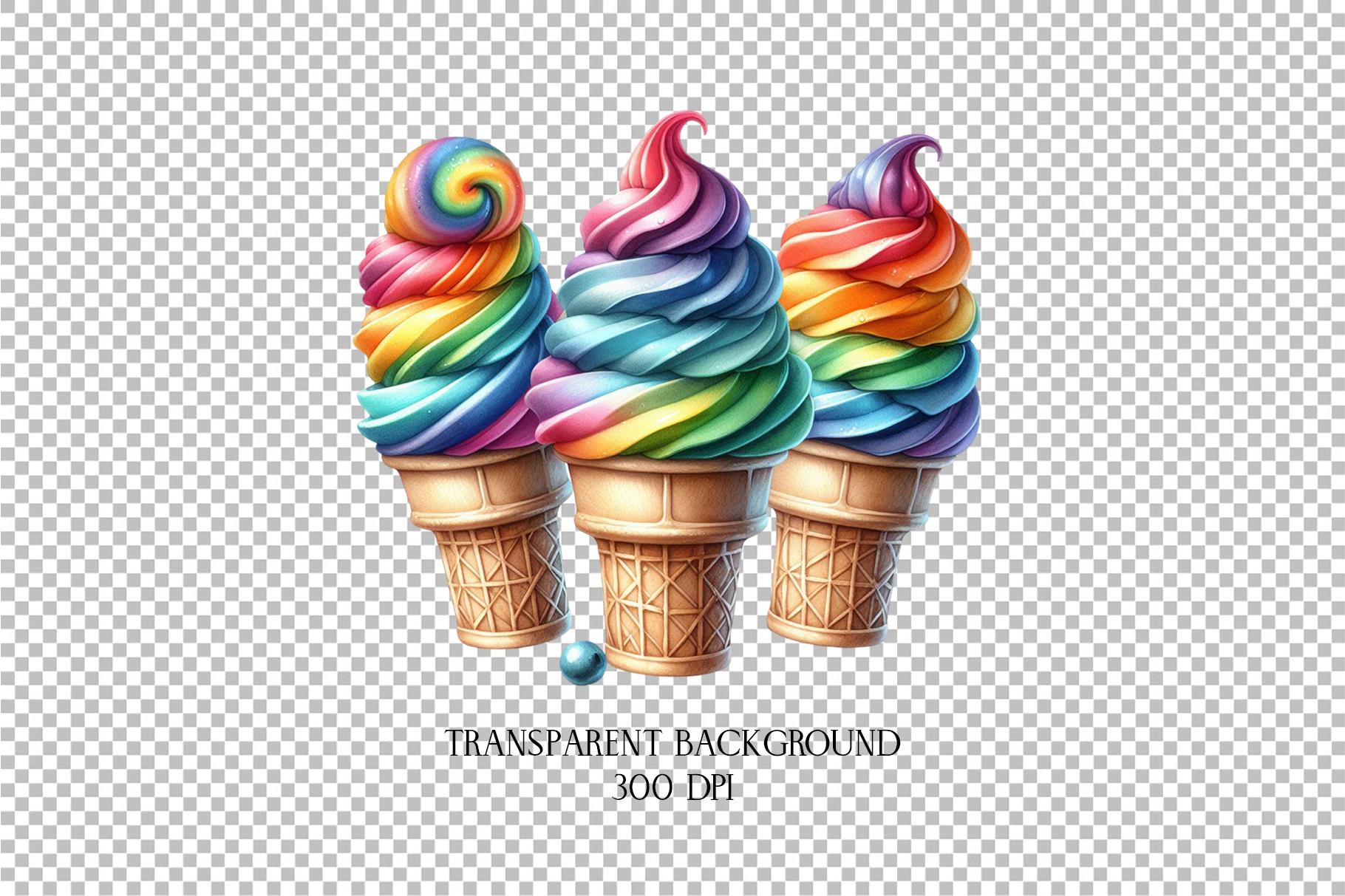 Rainbow Ice Cream Clipart, Cute Rainbow Ice Cream PNG, Present Clipart ...