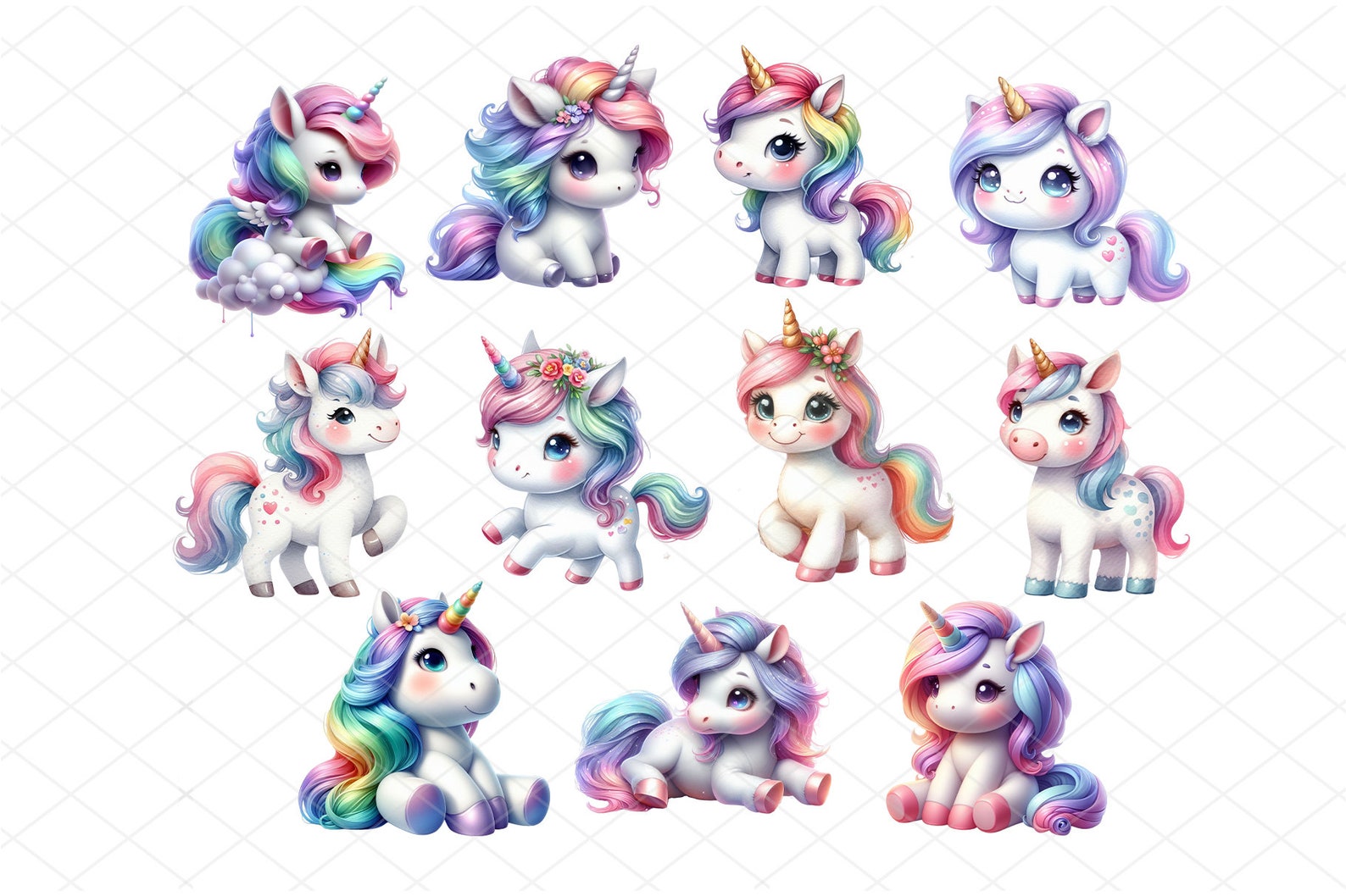 Rainbow Baby Unicorn Clipart, Happy Unicorns Cartoon Png, Watercolor ...