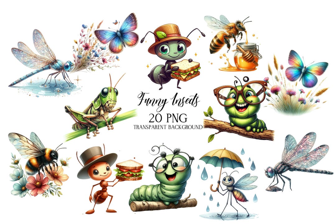 Funny Insects Clipart, Cute Insects PNG, Animals Illustrations PNG ...